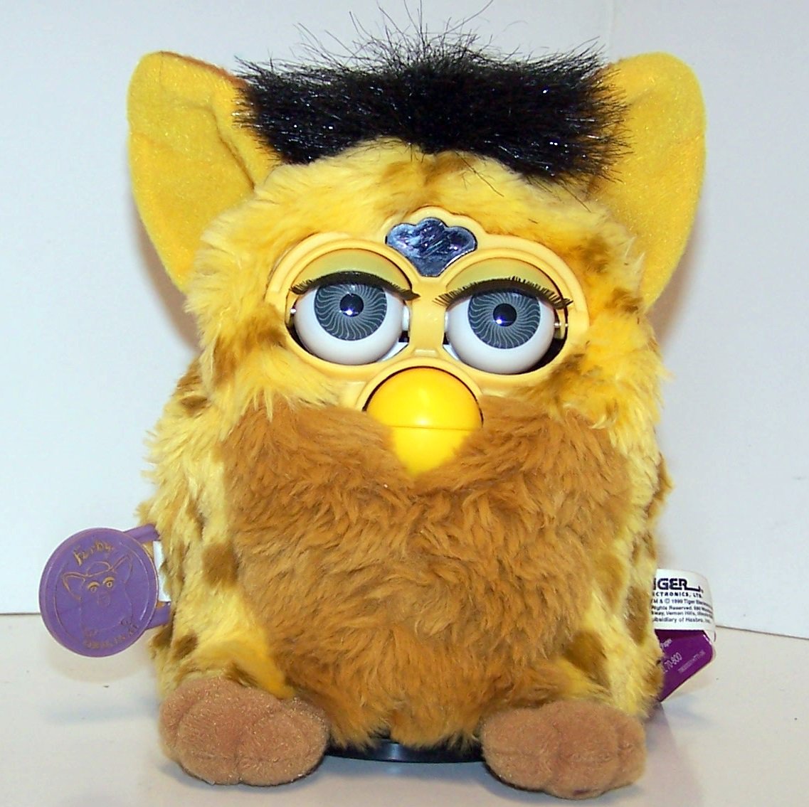 Furby Model 70-800 Yellow and brown spotted Black Mohawk Electronic Furbie