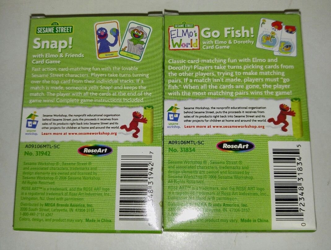 Sesame Street Snap! with Elmo & Friends + Go Fish With Elmo & Dorothy ...