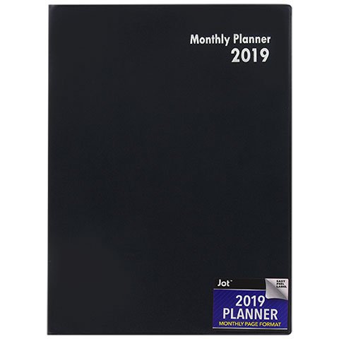 2019 Jot Monthly Planner Large Calendar 7.75" x 10.5" Brand New Black