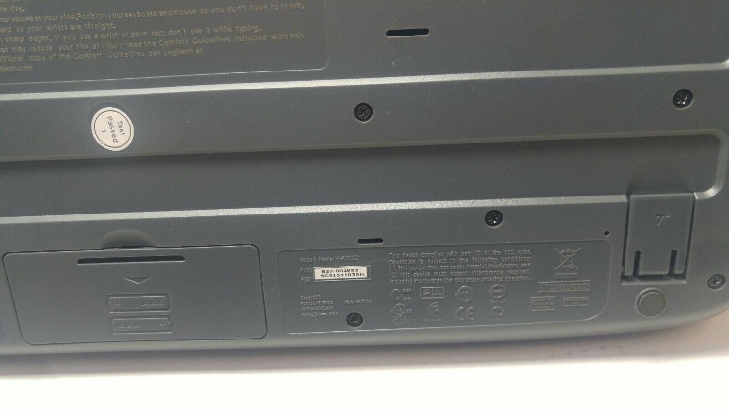 Logitech MK300 RF Wireless Keyboard Y-R0002 & Receiver Black P/N 820-001952