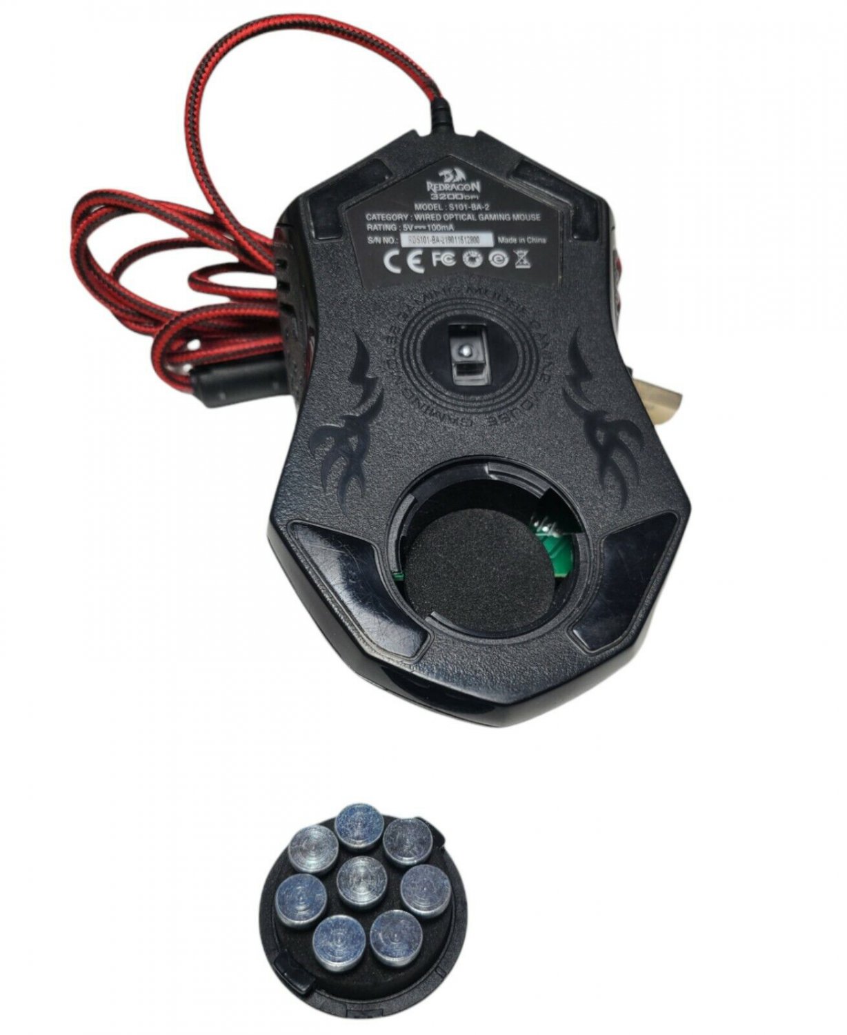 Red Dragon Light up Gaming Mouse Centrophorus 3200DPI Optical Wired USB ...