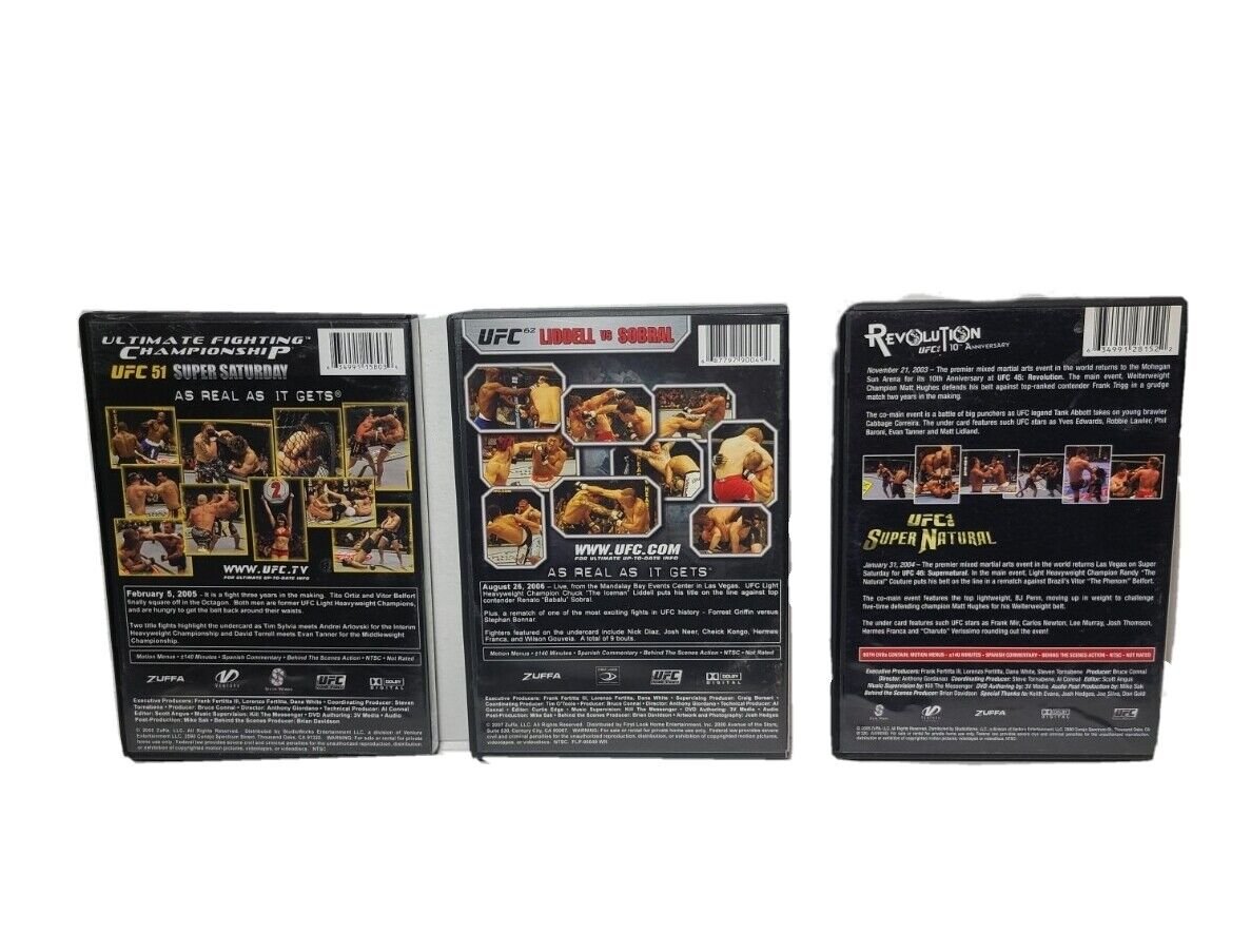 4 UFC Ultimate Fighting Championship DVDs Vol 51, 62, & 10 year ...