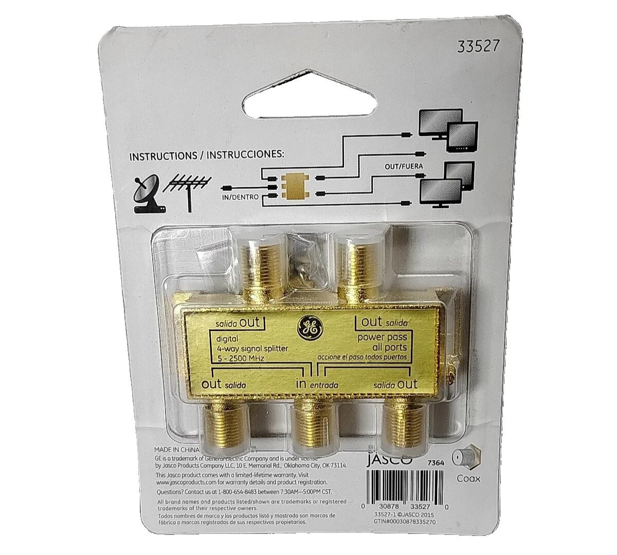 GE Pro Digital 4-Way Coax Splitter - #33527