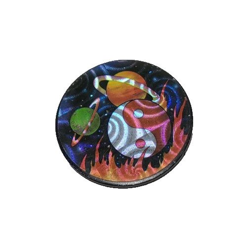 Vintage Metal Pog Slammer Yin & Yang Solar system planets