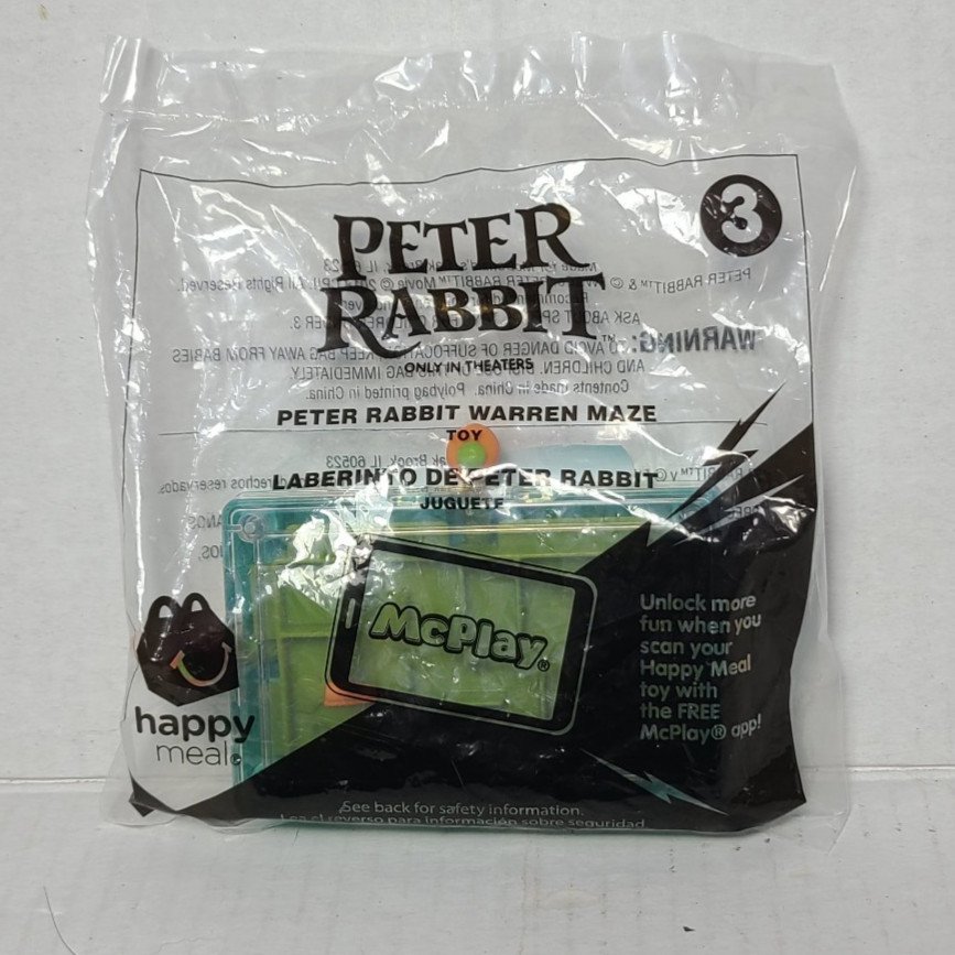 2018 McDonald's Peter Rabbit Toy Peter Rabbit Warren Maze #3 NEW Sealed