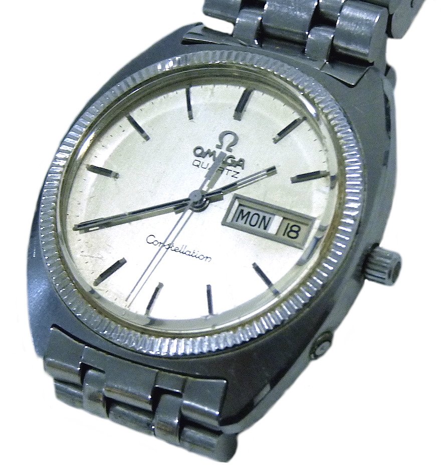VINTAGE OMEGA CONSTELLATION DAY DATE QUARTZ 1345 STAINLESS STEEL MENS WATCH