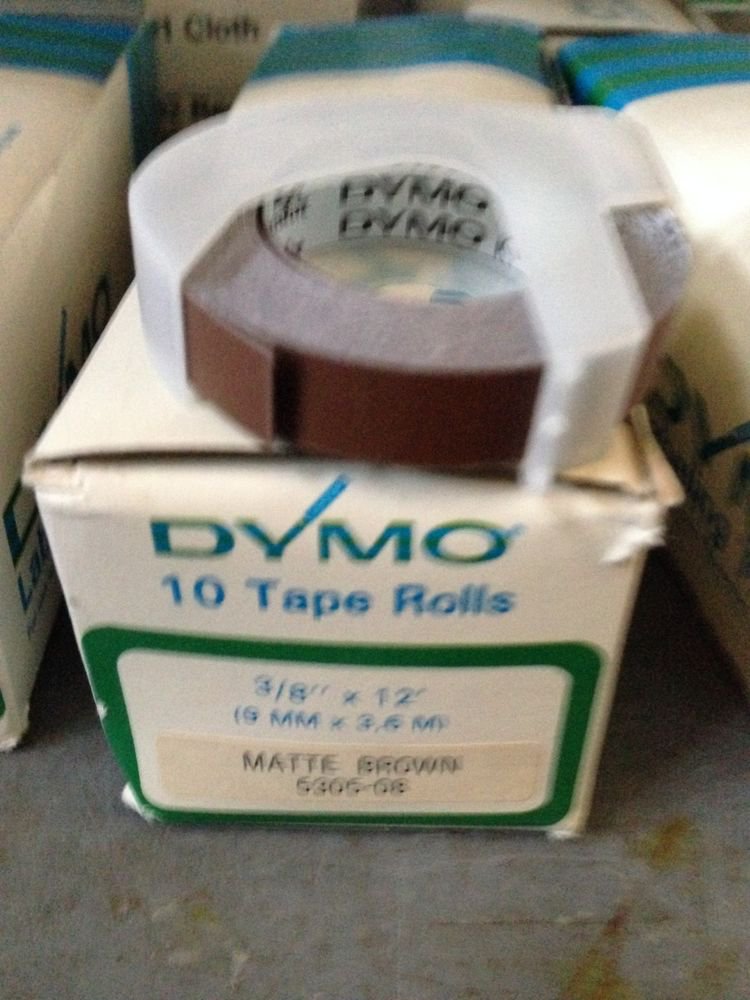 10 ROLLS DYMO 3/8" x 12' MATTE BROWN Embossing Tape Label Magazine ...