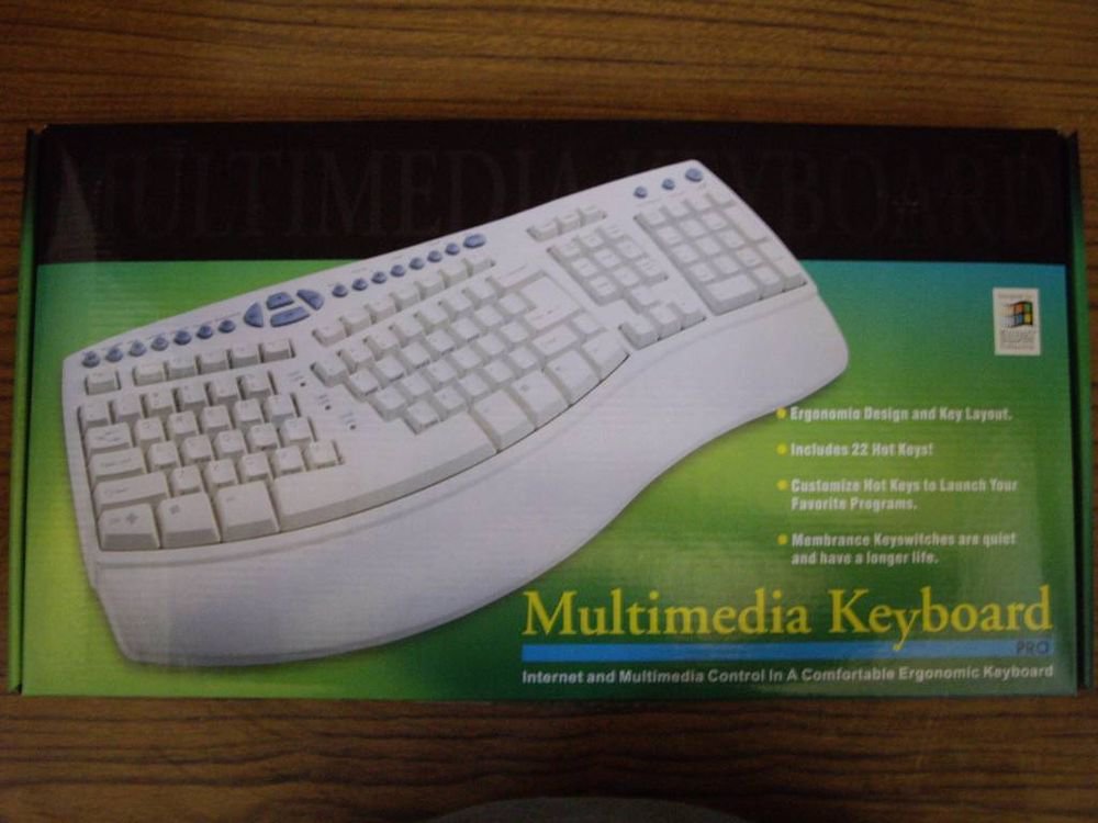 NEW Natural Multimedia Ergonomic Pro Keyboard PS2 PS/2 Ergo EKB-804PRO ...