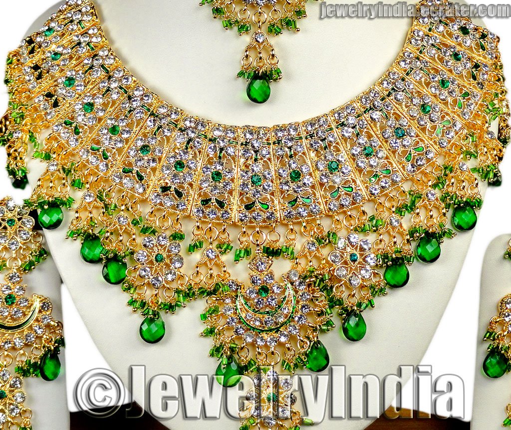 Jodha Akbar Jewelry Bollywood Kundan Jewellery Gold Tone Rich CZ ...