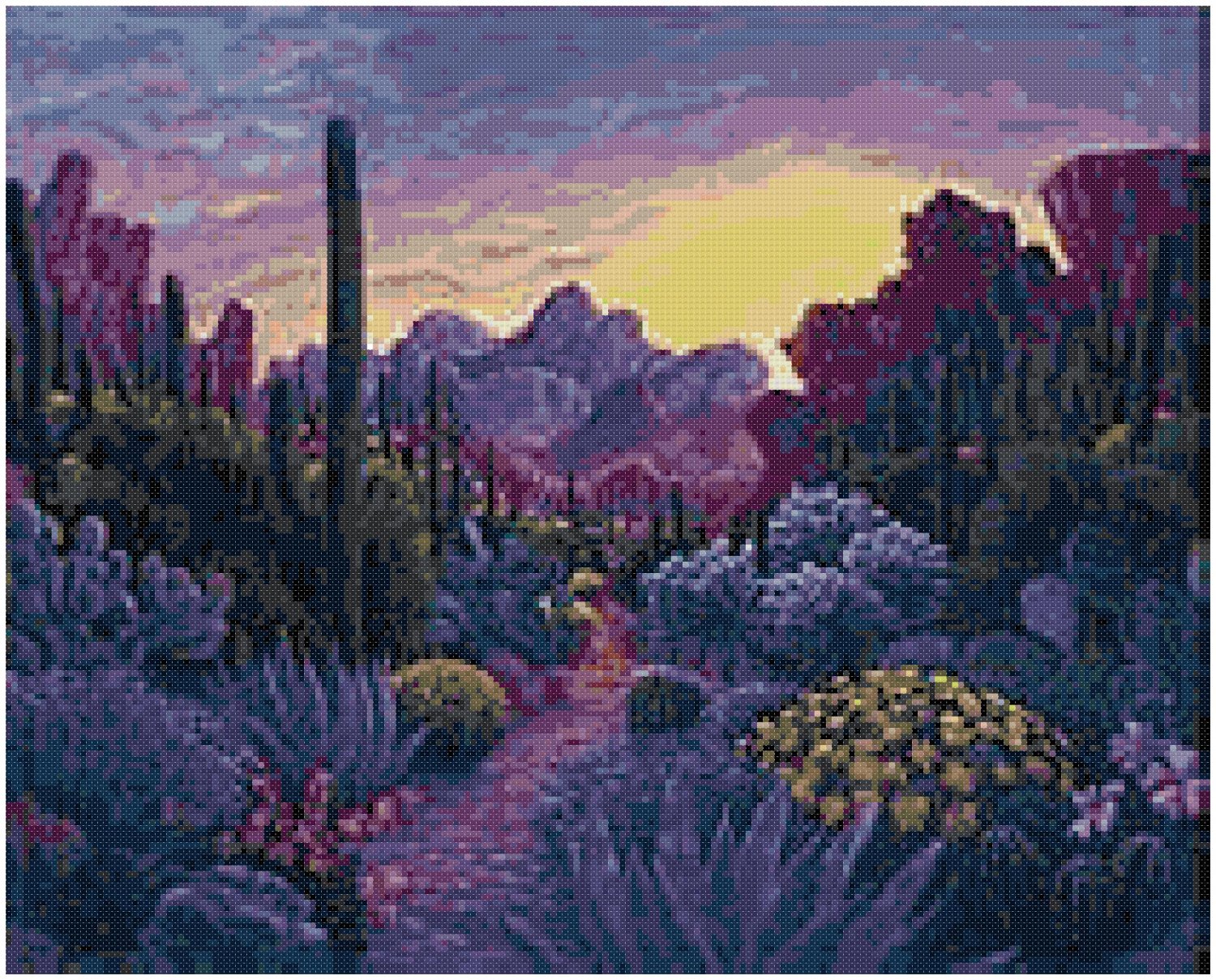 COLORFUL DESERT CROSS STITCH PATTERN PDF ONLY