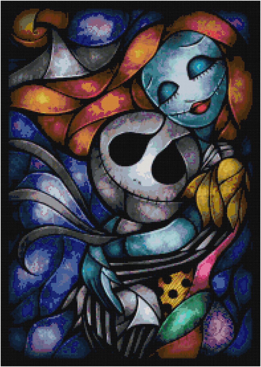 DISNEY JACK AND SALLY NIGHTMARE BEFORE CHRISTMAS STAINED GLASS CROSS ...