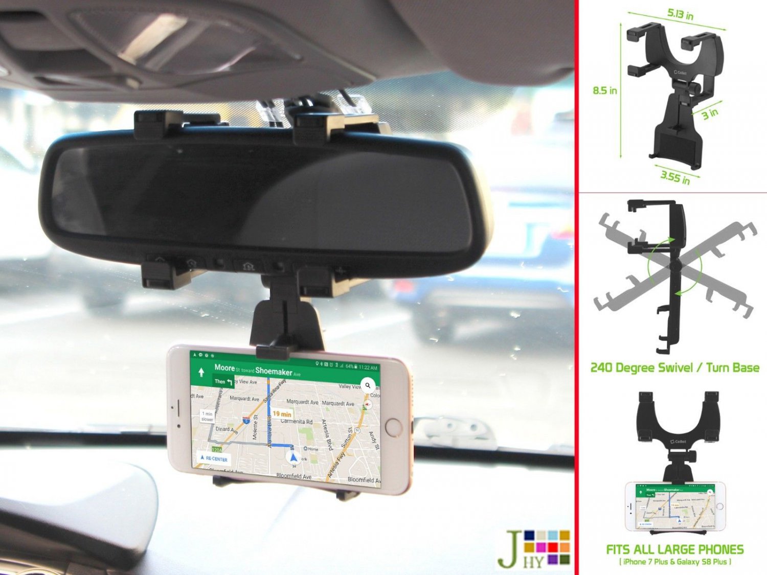 Universal Car Rear-view Mirror Mount Stand Holder Cradle For Cell Phone GPS