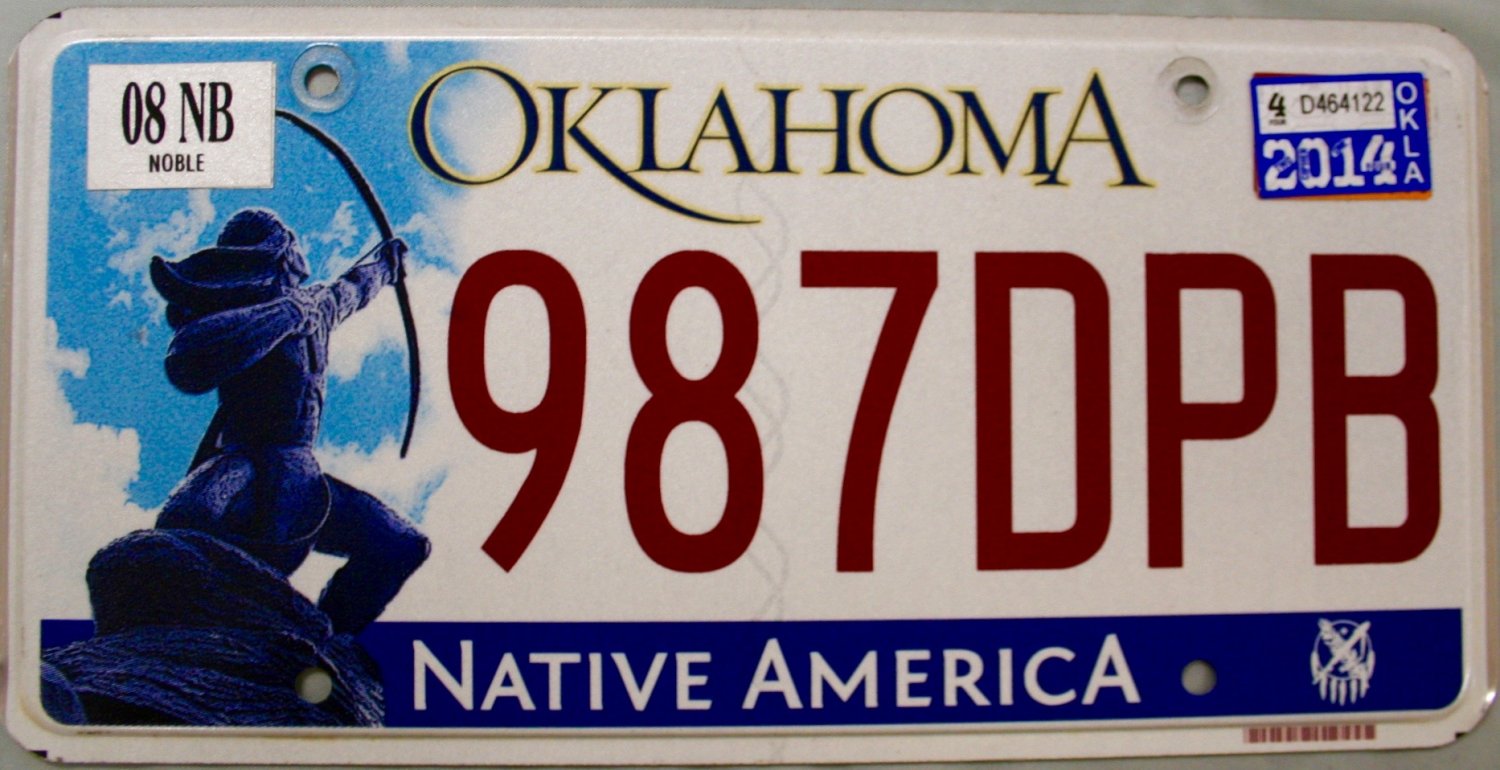 2014 Oklahoma License Plate (987DPB)