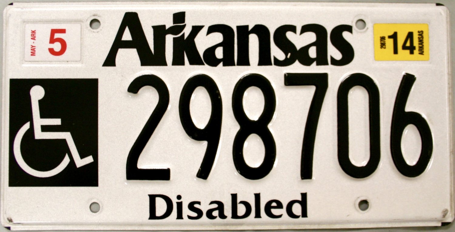 2014 Arkansas Disabled License Plate (298706)