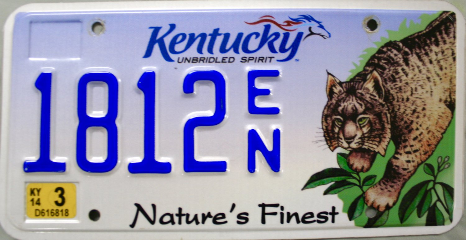 2014 Kentucky Nature's Finest Lynx License Plate (1812 EN)