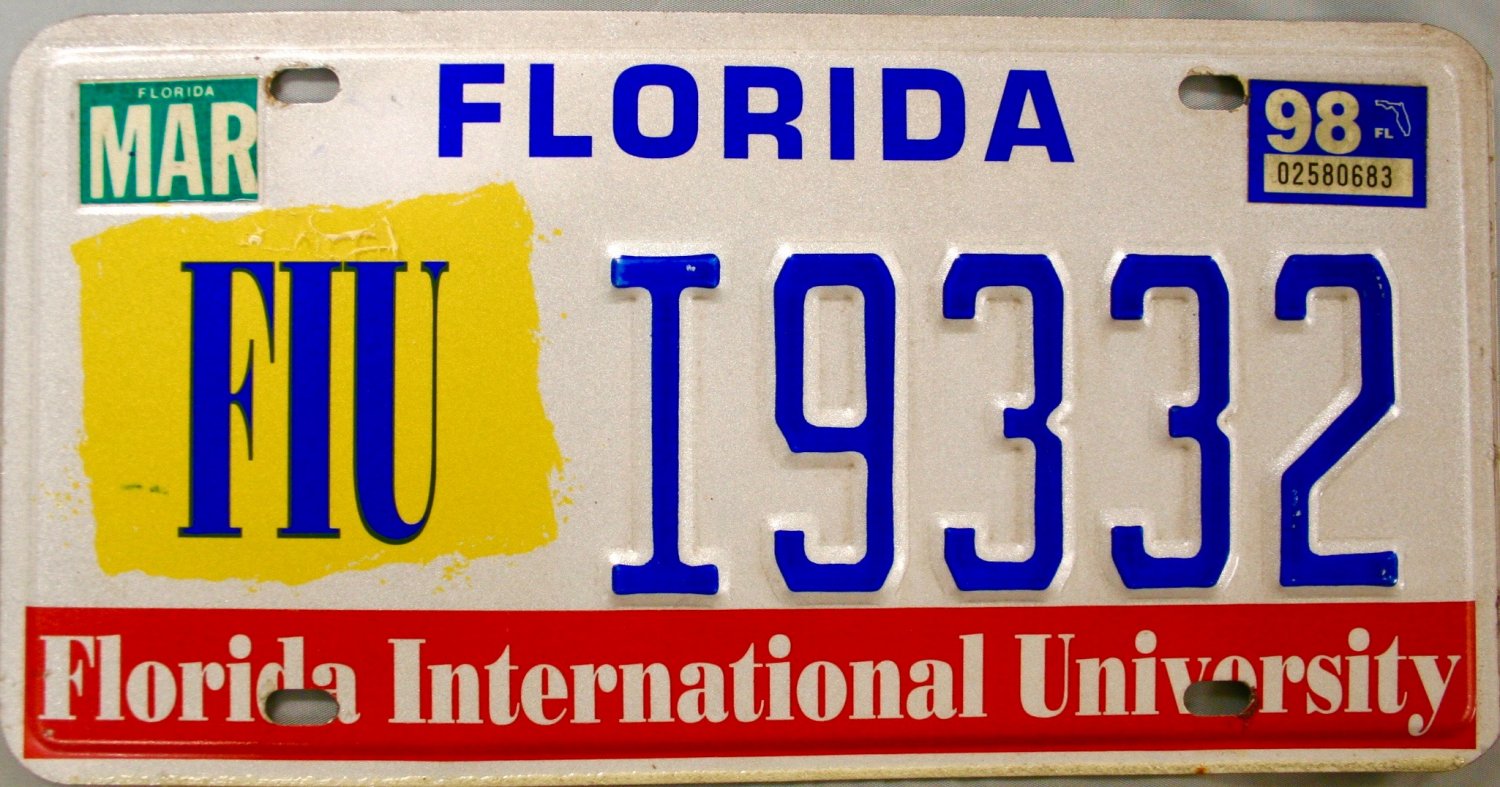 1998 Florida: Florida International University License Plate (I9332)