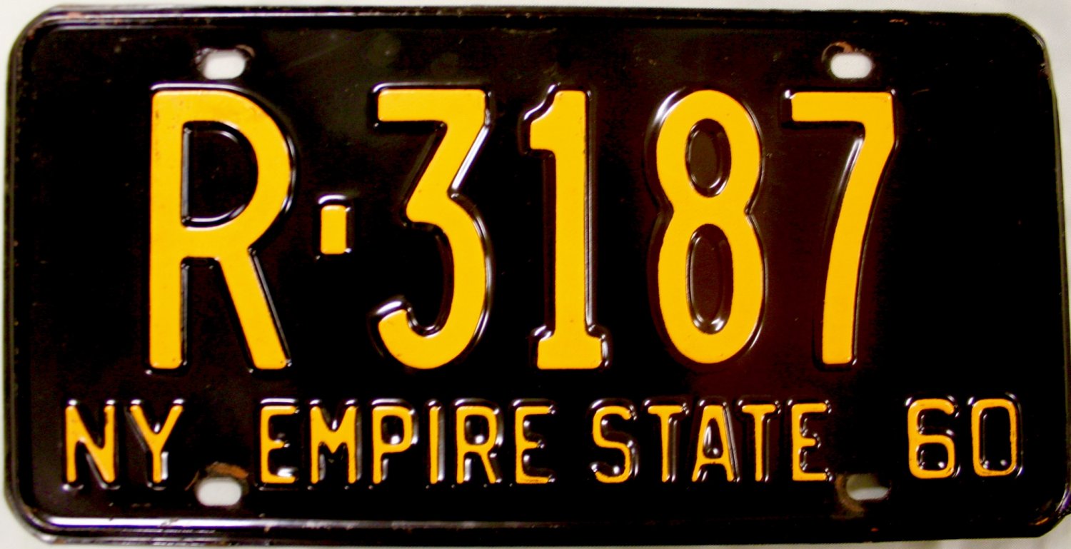 1960 New York License Plate (R-3187)