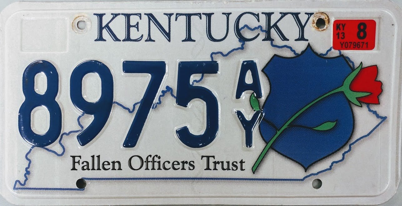 2013 Kentucky Fallen Officers Trust License Plate (8975 AY)