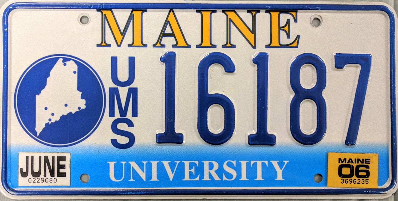 2006 Maine: University of Maine License Plate (UMS 16187)