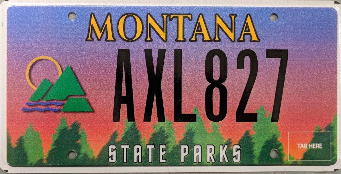 Montana State Parks License Plate (AXL827)