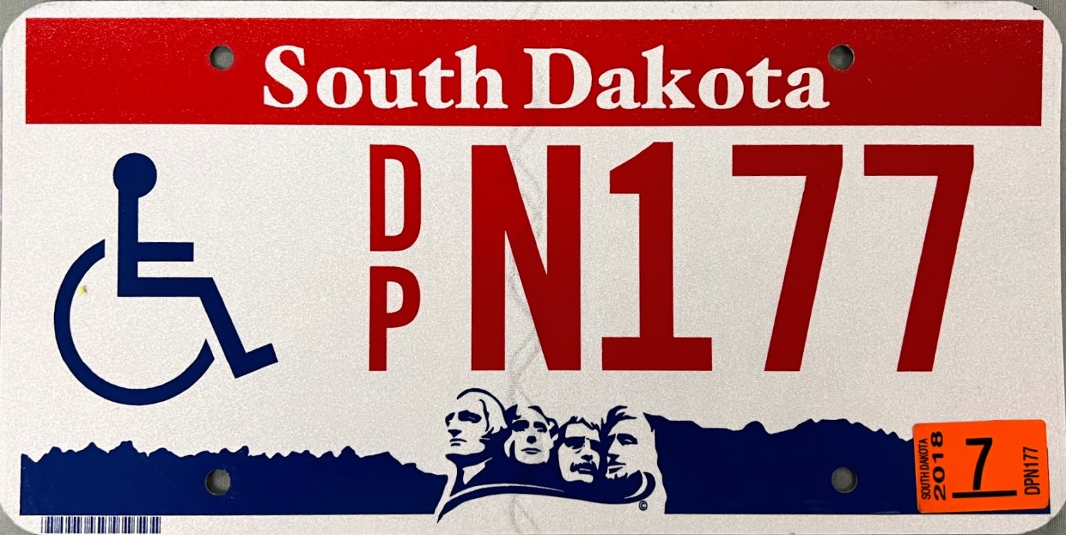 2018 South Dakota Disabled (Wheelchair) License Plate (DP N177)
