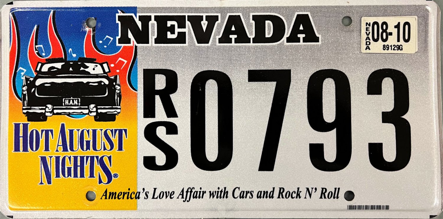 2010 Nevada: Hot August Nights License Plate (RS 0793)