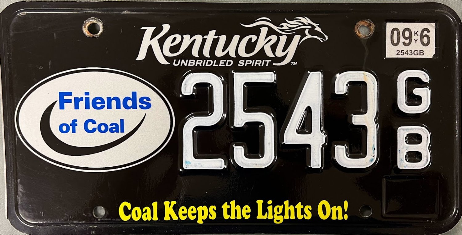 2016 Kentucky Coal Keeps the Lights On! License Plate (2543 GB)