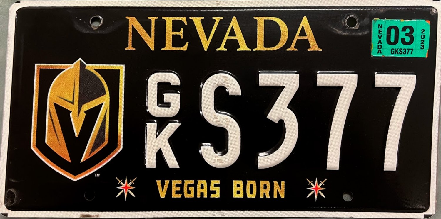 2023 Nevada Vegas Born License Plate (GK S377)
