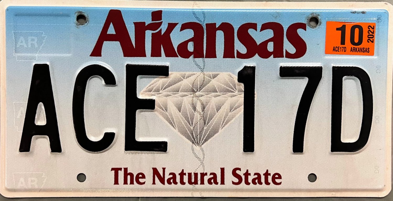 2022 Arkansas License Plate (ACE 17D)