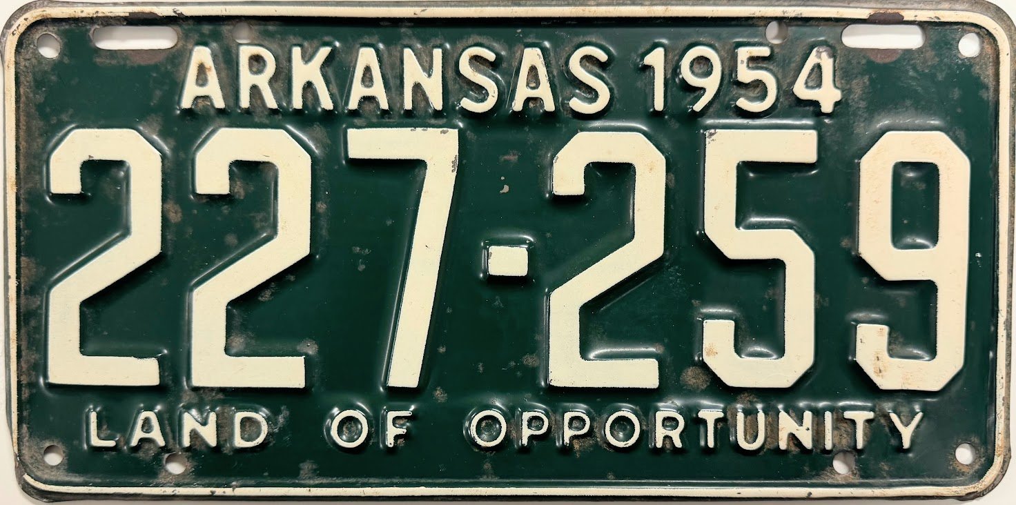 1954 Arkansas License Plate (227-259)