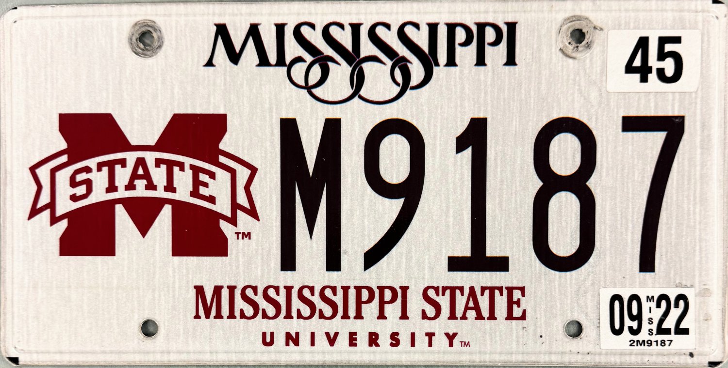 2022 Mississippi: Mississippi State University License Plate (M9187)