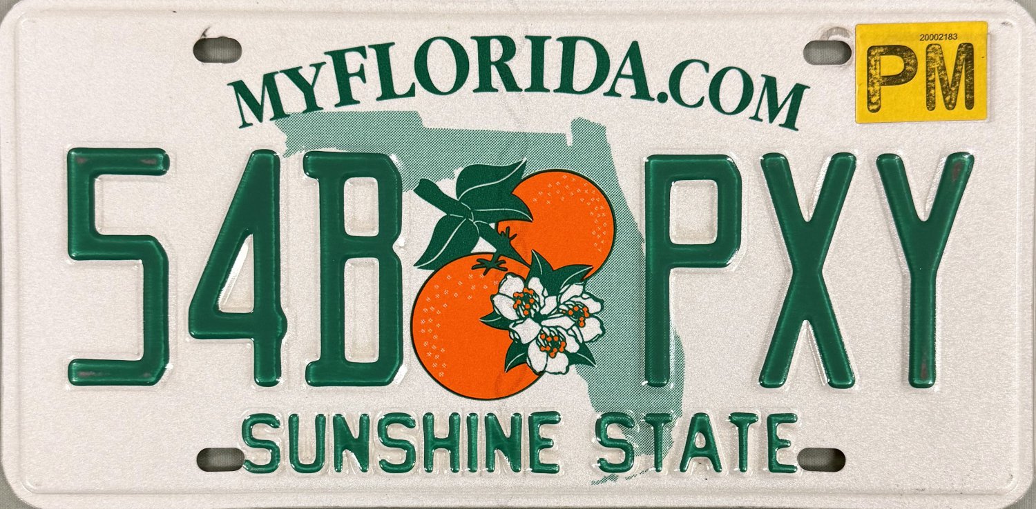 Florida Permanent License Plate (54B PXY)