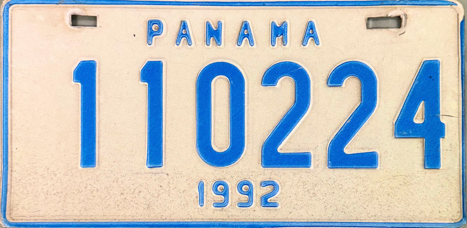 1992 Panama License Plate