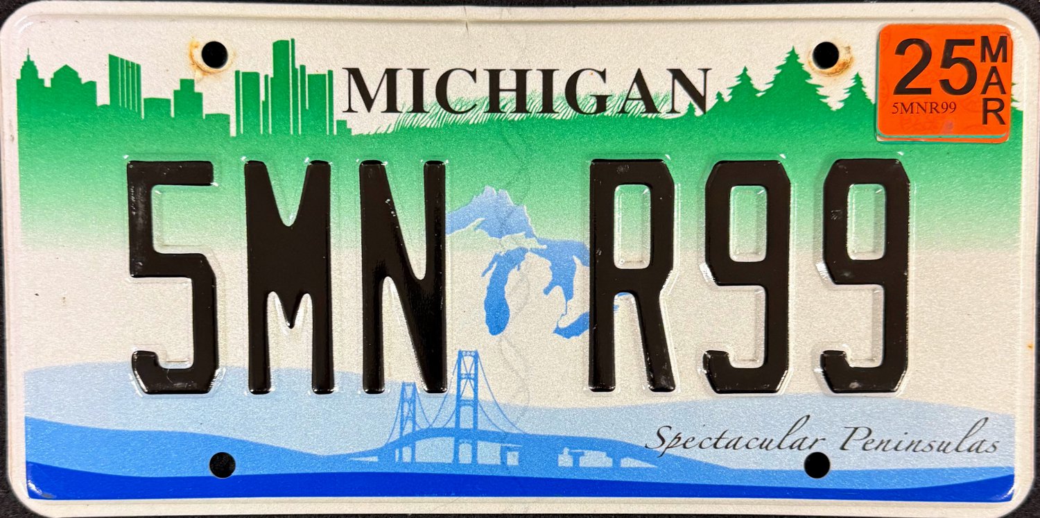 2025 Michigan Spectacular Peninsulas License Plate (5MN R99)