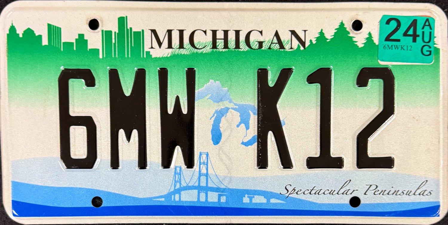 2024 Michigan Spectacular Peninsulas License Plate (6MW K12)