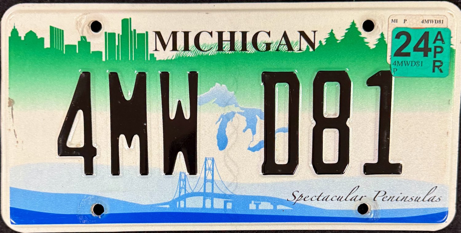 2024 Michigan Spectacular Peninsulas License Plate (4MW D81)