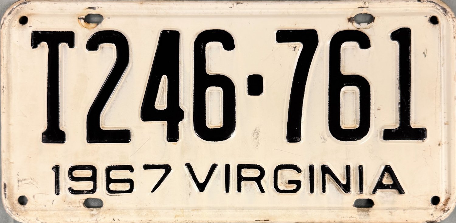 1967 Virginia License plate (T246-761)