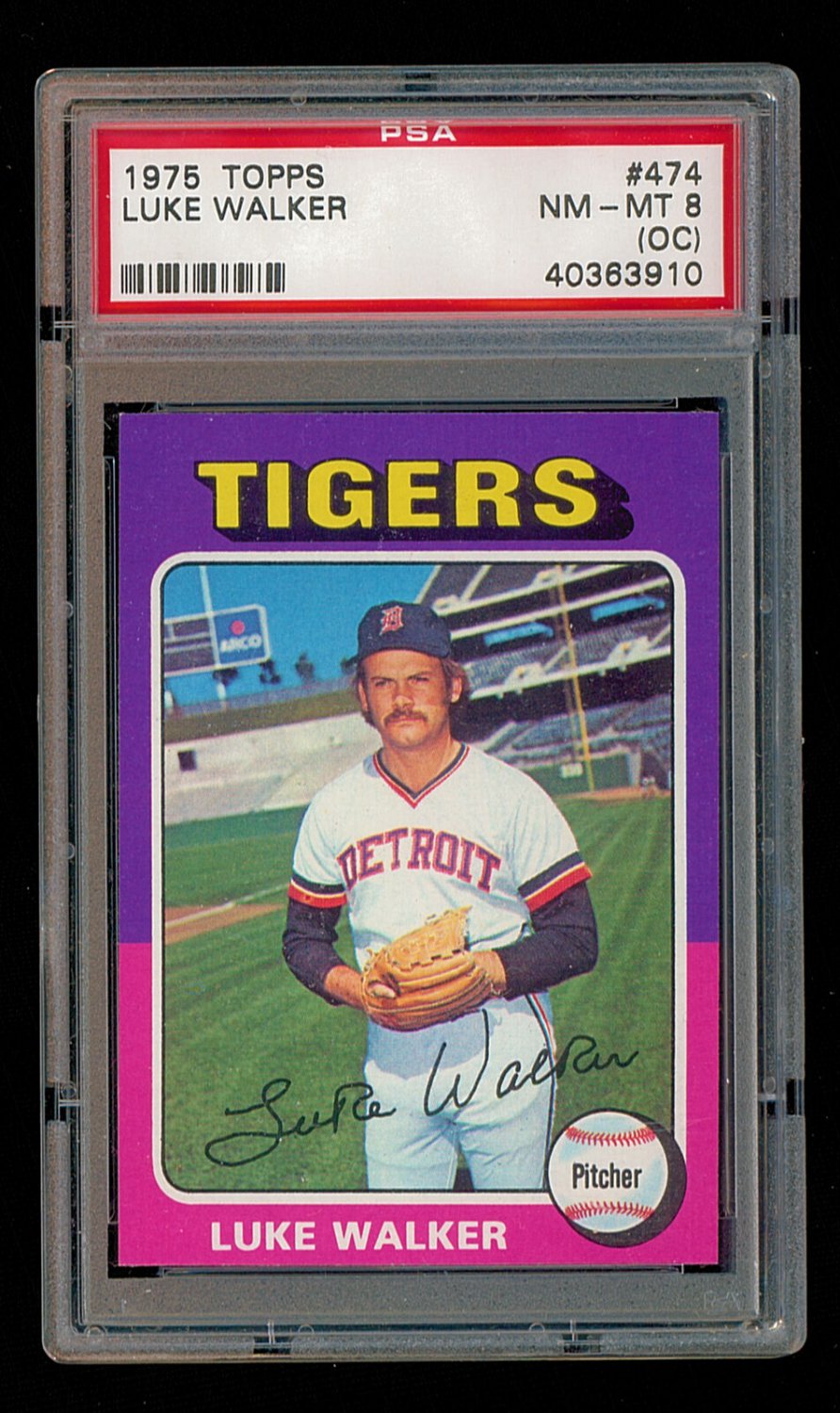 LUKE WALKER - 1975 TOPPS BASEBALL - #474 - DETROIT TIGERS PSA 8 (OC ...