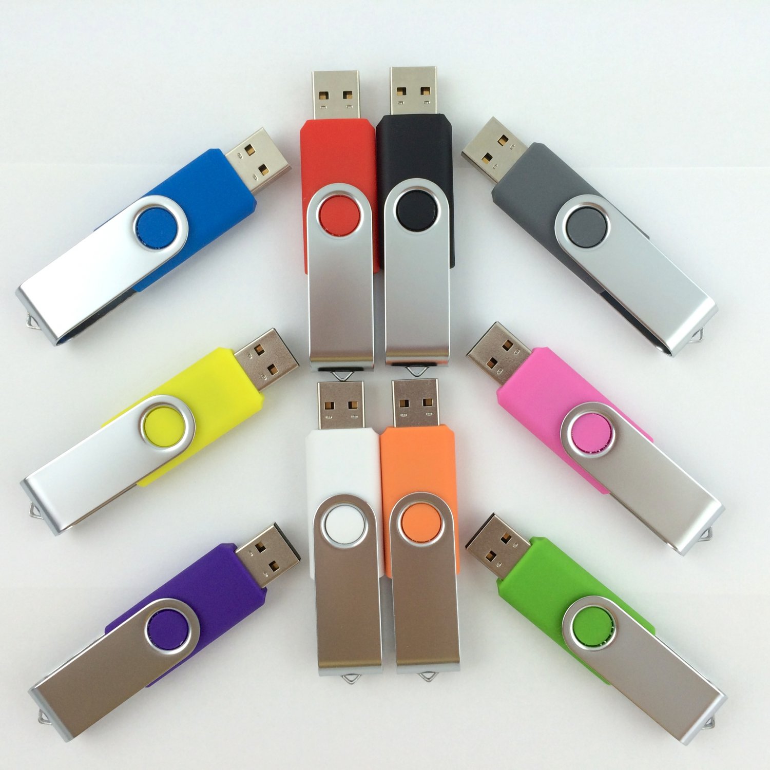 Enfain® 10PCS 4GB USB Flash Drive - Bulk Pack - USB 2.0 Swivel in Mix Color
