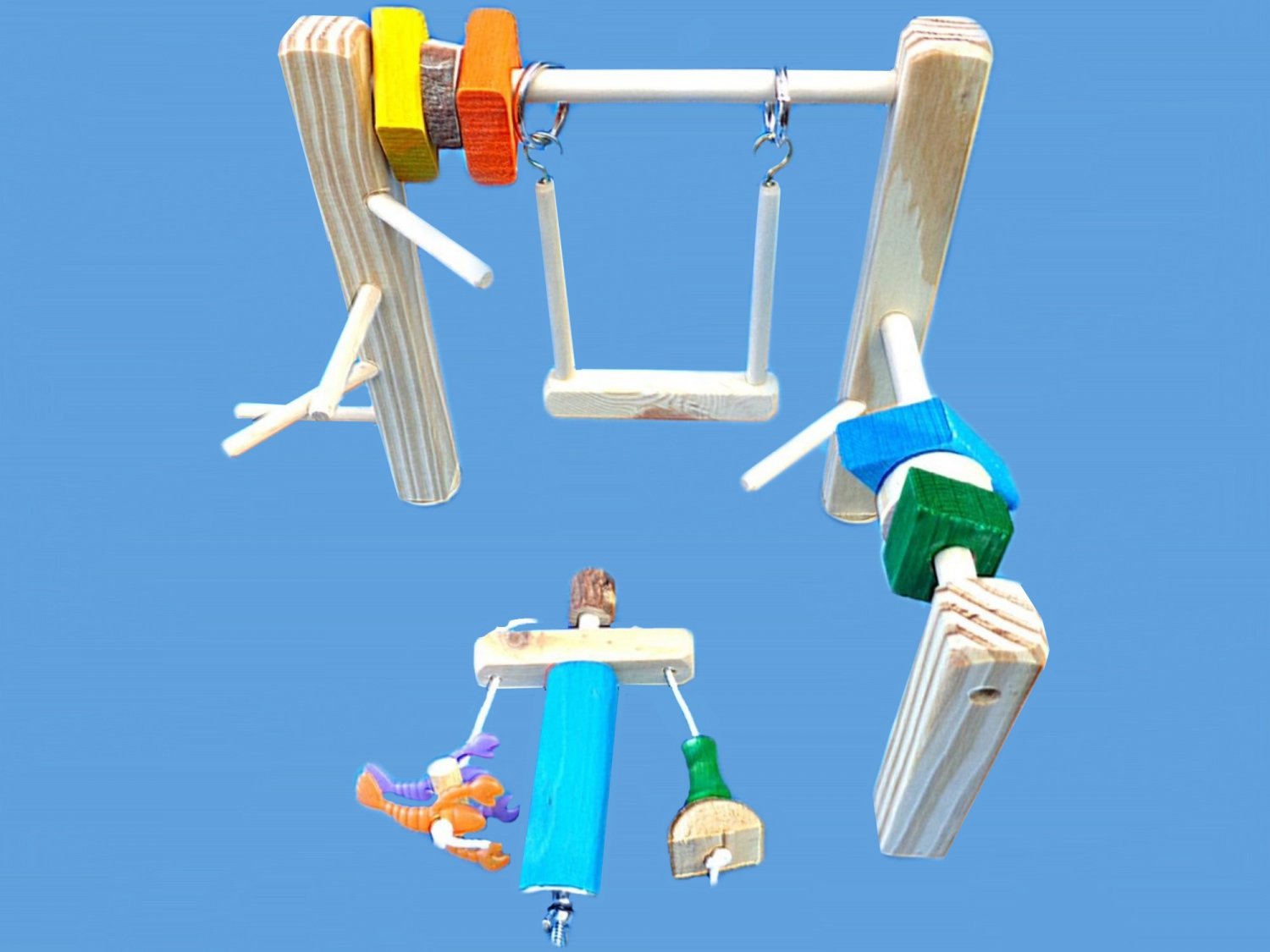 cage top bird gym with toys,swing,little guy-small birds