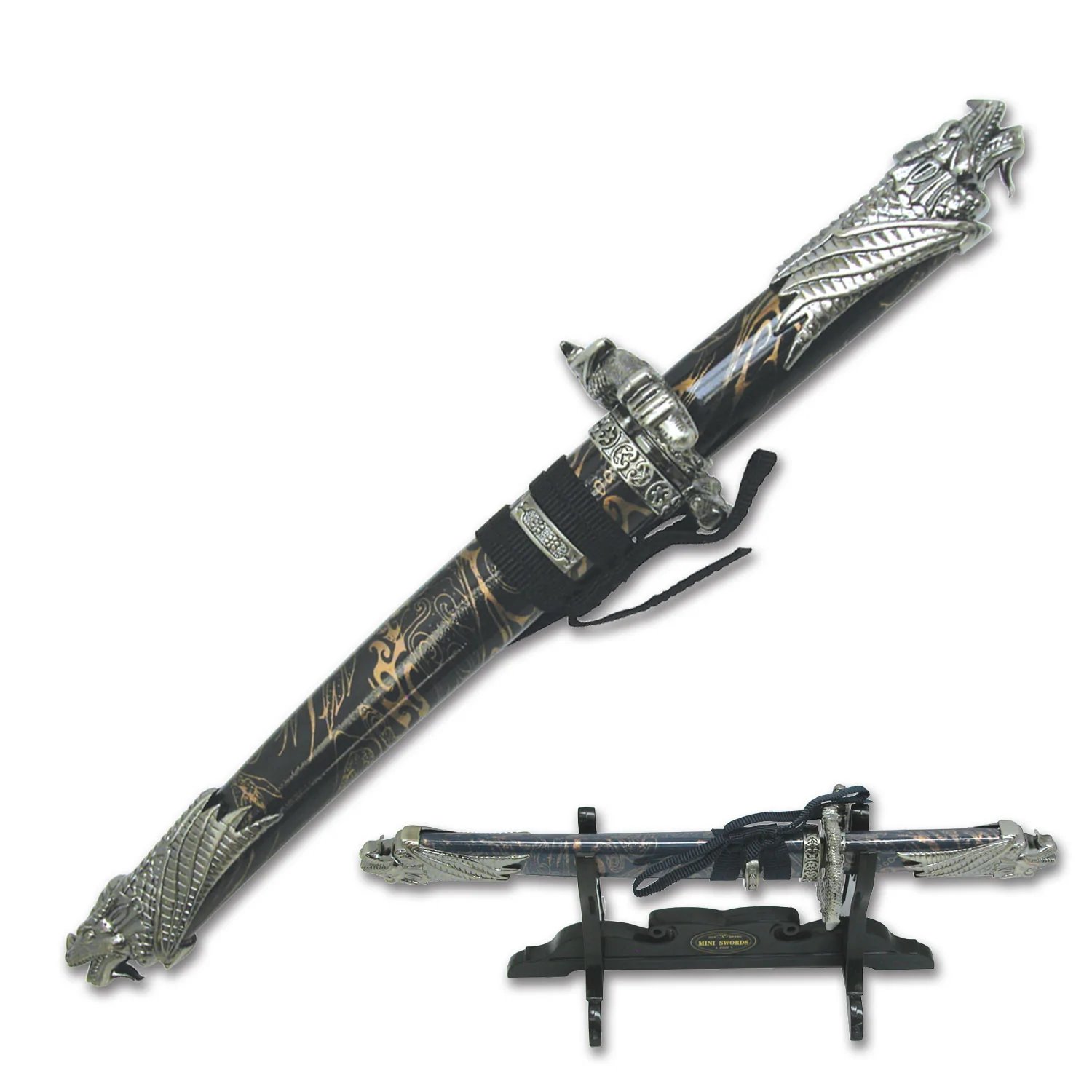 13" Dragon Samurai Sword with Stand - Tanto Dagger Real Steal ...