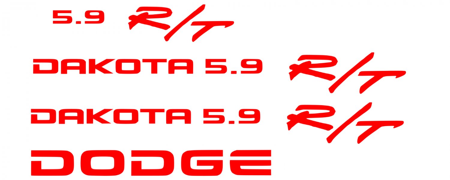 Dodge Dakota RT sticker doors tailgate kit decals stickers 5.9 r/t ...