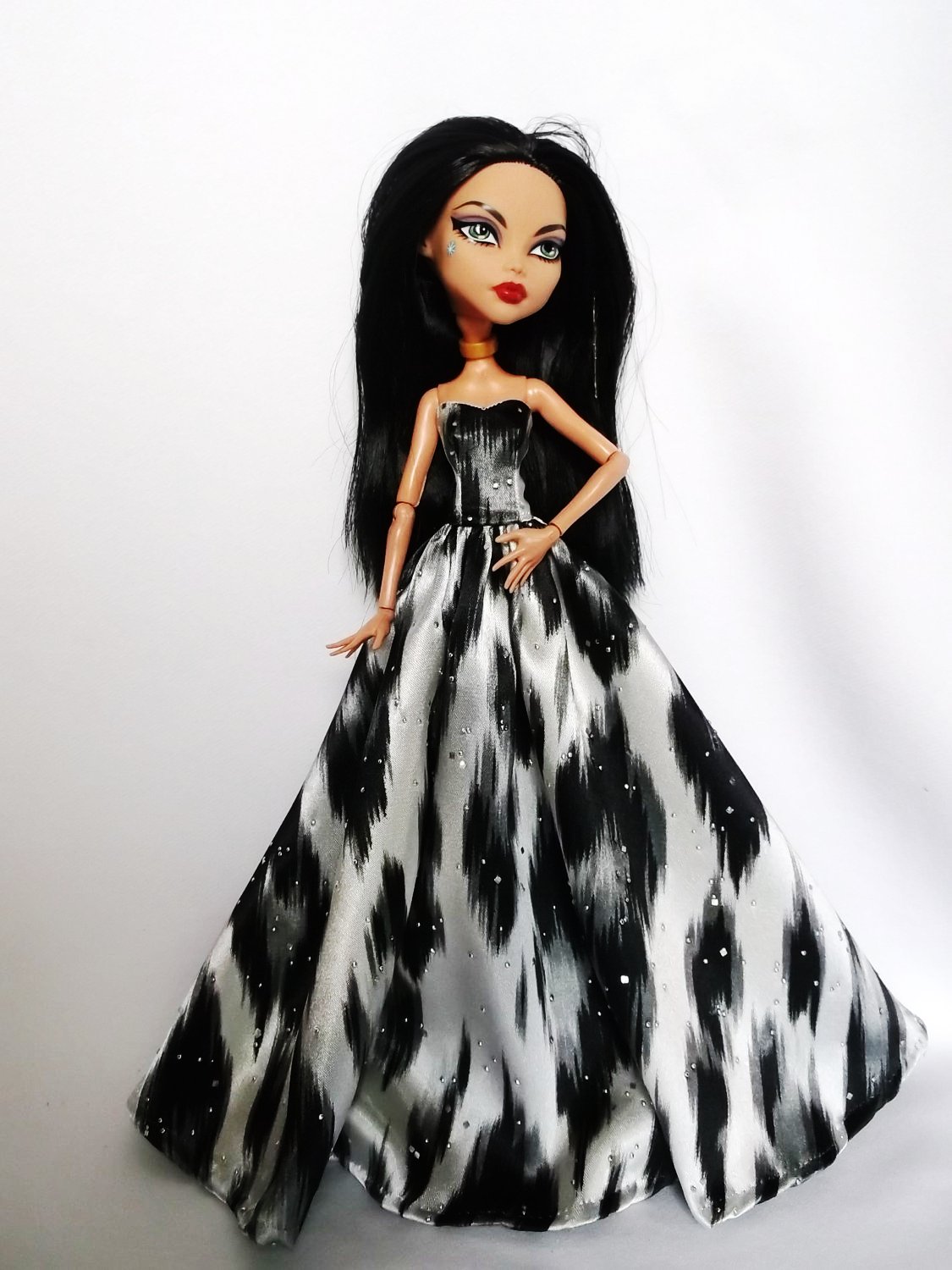 Handmade Monster High Dress Gown Grey Black
