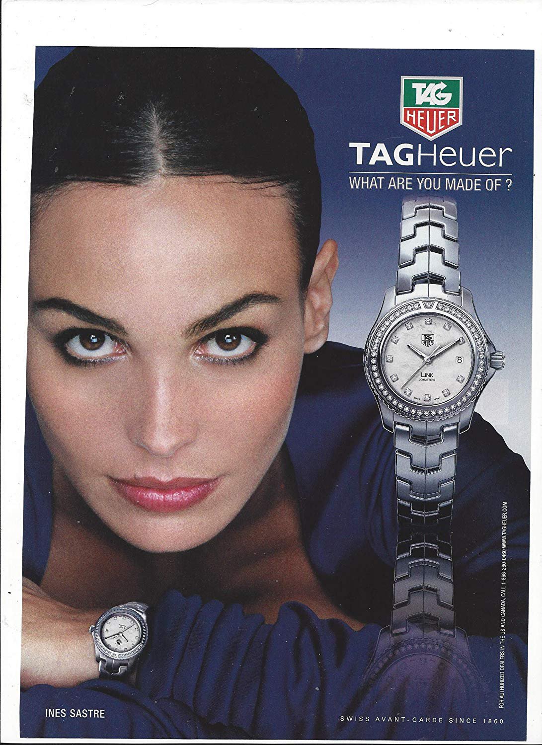 Magazine Paper Print Ad With Ines Sastre For Tag Heuer Watches