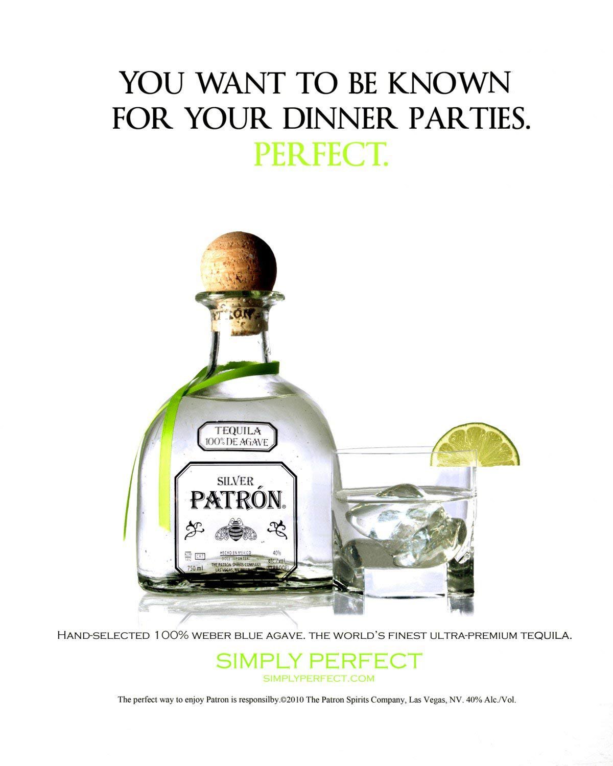 Magazine Paper Print Ad For Patron Silver Tequila: Know For Dinner Parties