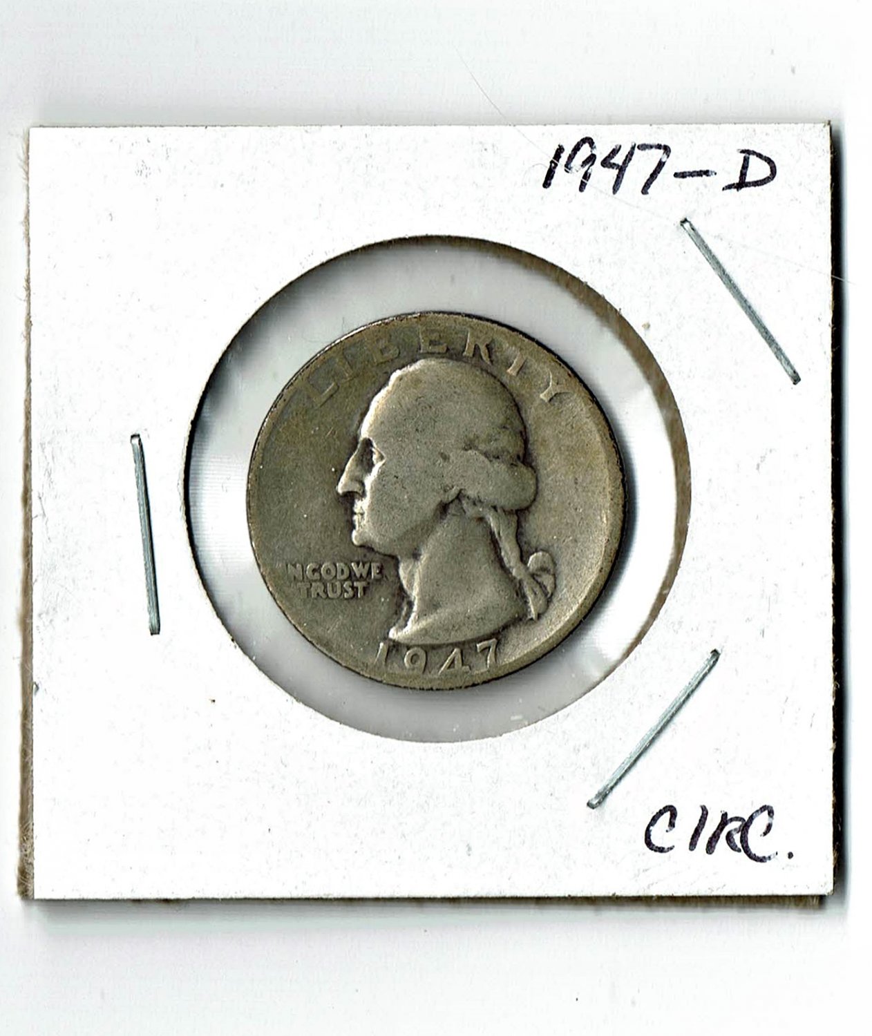 U.S. 1947-D Washington Quarter 90% Silver, Circulated (3-4-19)