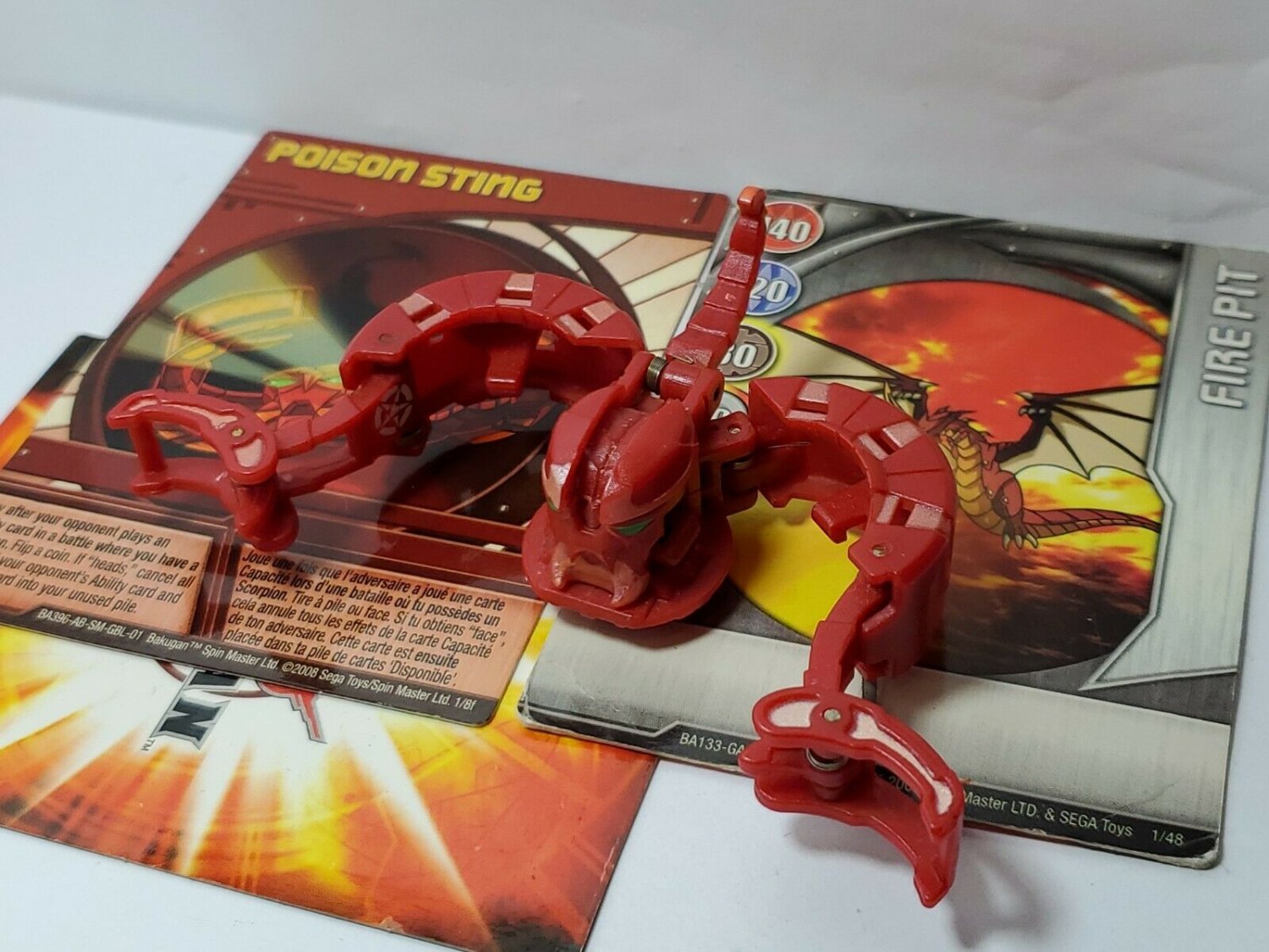 bakugan scorpion trap red pyrus, poison sting card 3 piece lot b2 new ...