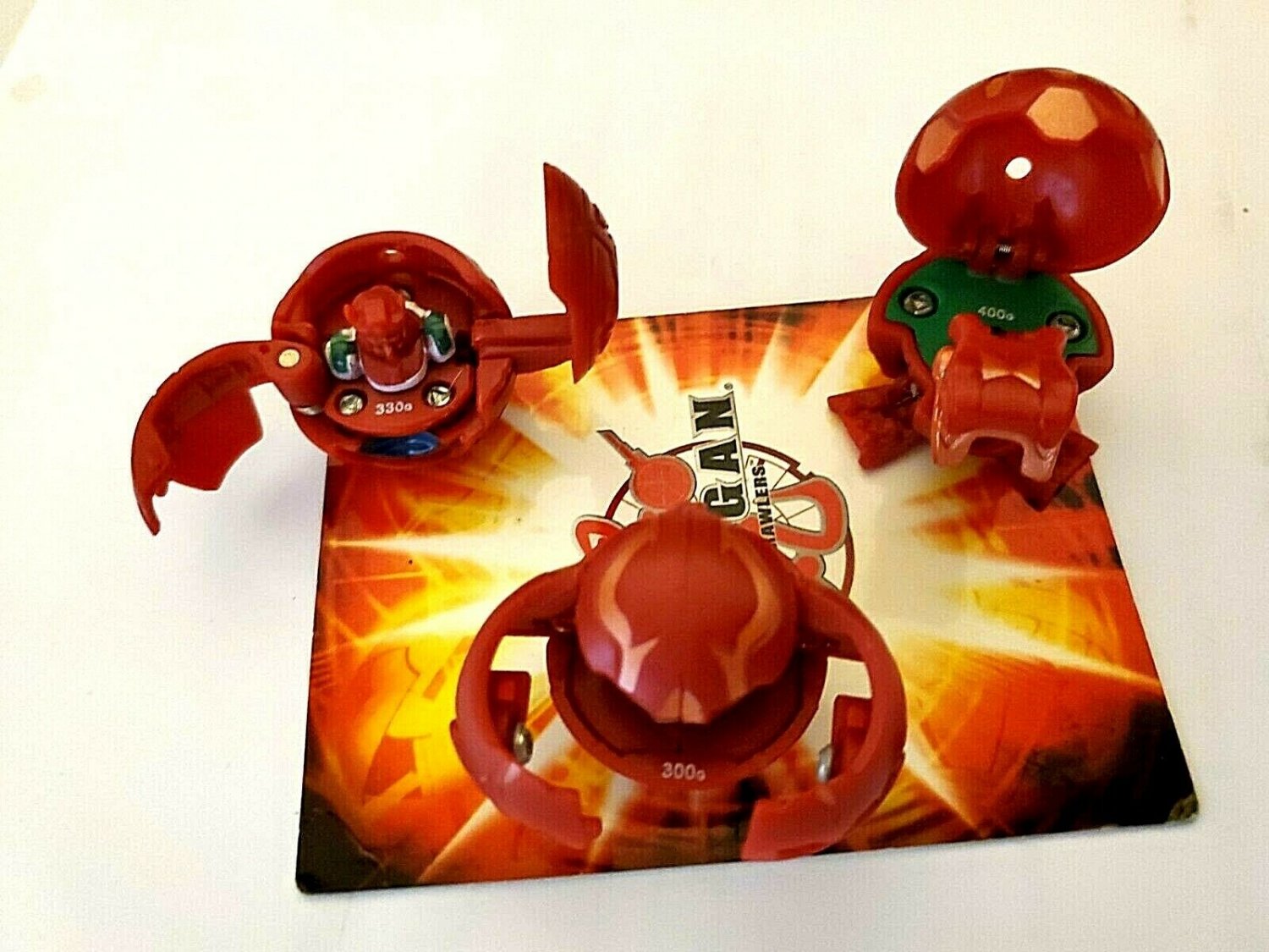 Bakugan B1 Classic Red Pyrus Lot Gorem 330G, terrorclaw 300G ...