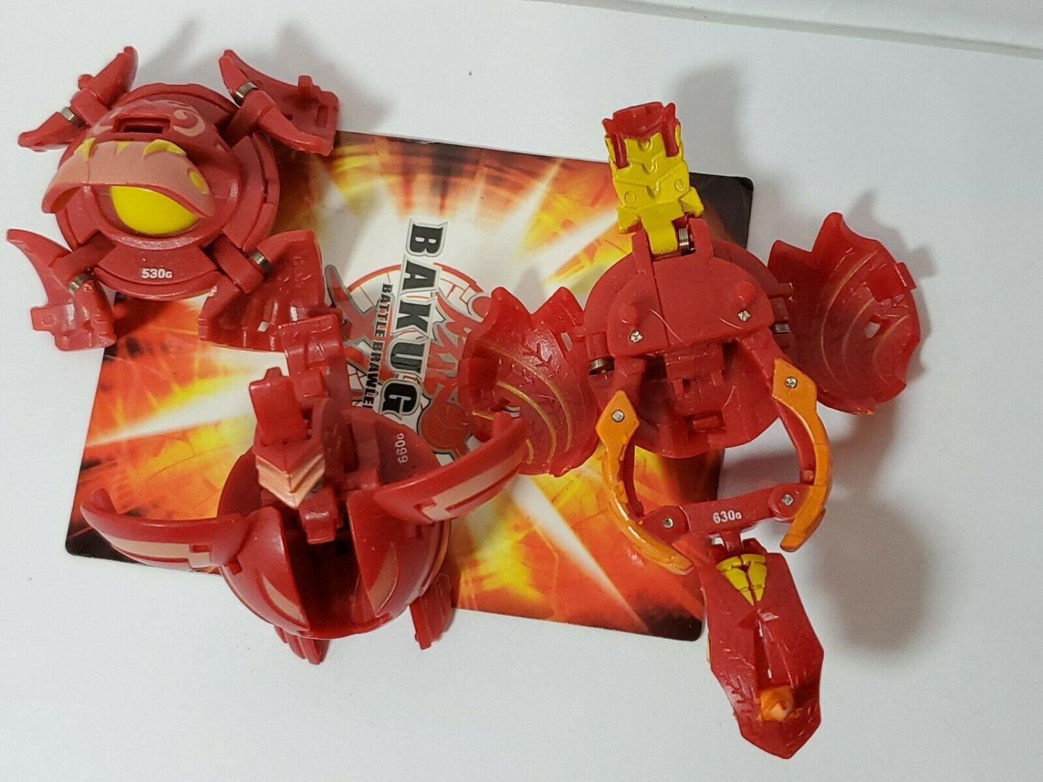 Bakugan Red Pyrus B2 lot of 3 avior 630g, frosch 530g, boost ingram 660g