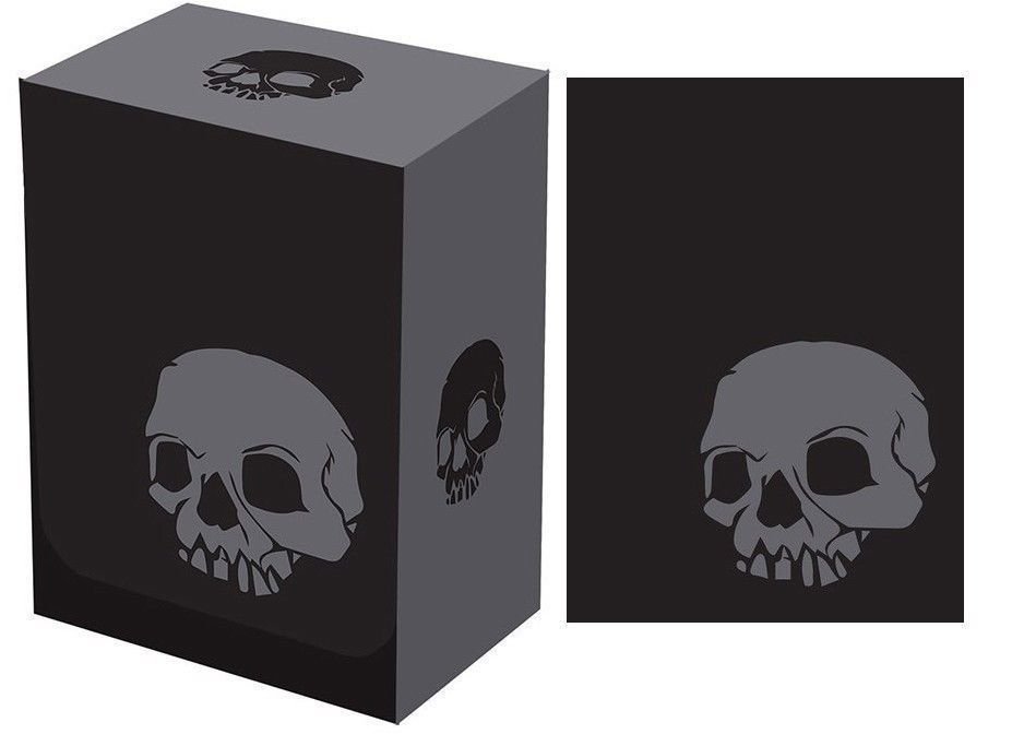 Legion Iconic BLACK SKULL DECK BOX + 100 SLEEVES for Magic/MTG/Pokemon ...